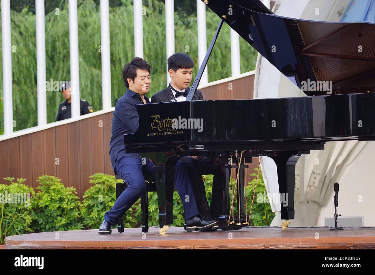 Lang Lang attends an unveiling ceremony for the piano square named ...