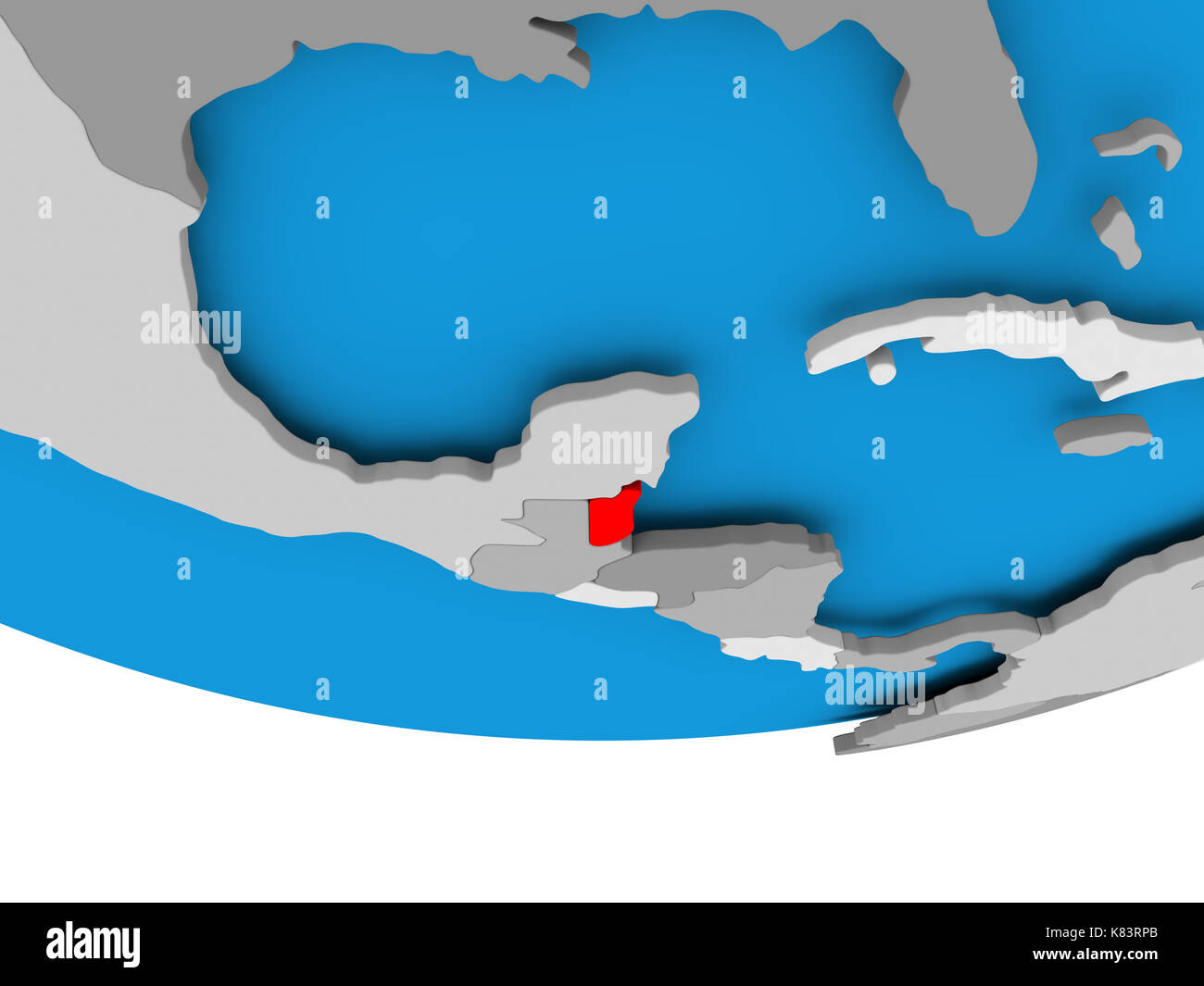 Belize on 3D model of political globe. 3D illustration Stock Photo - Alamy