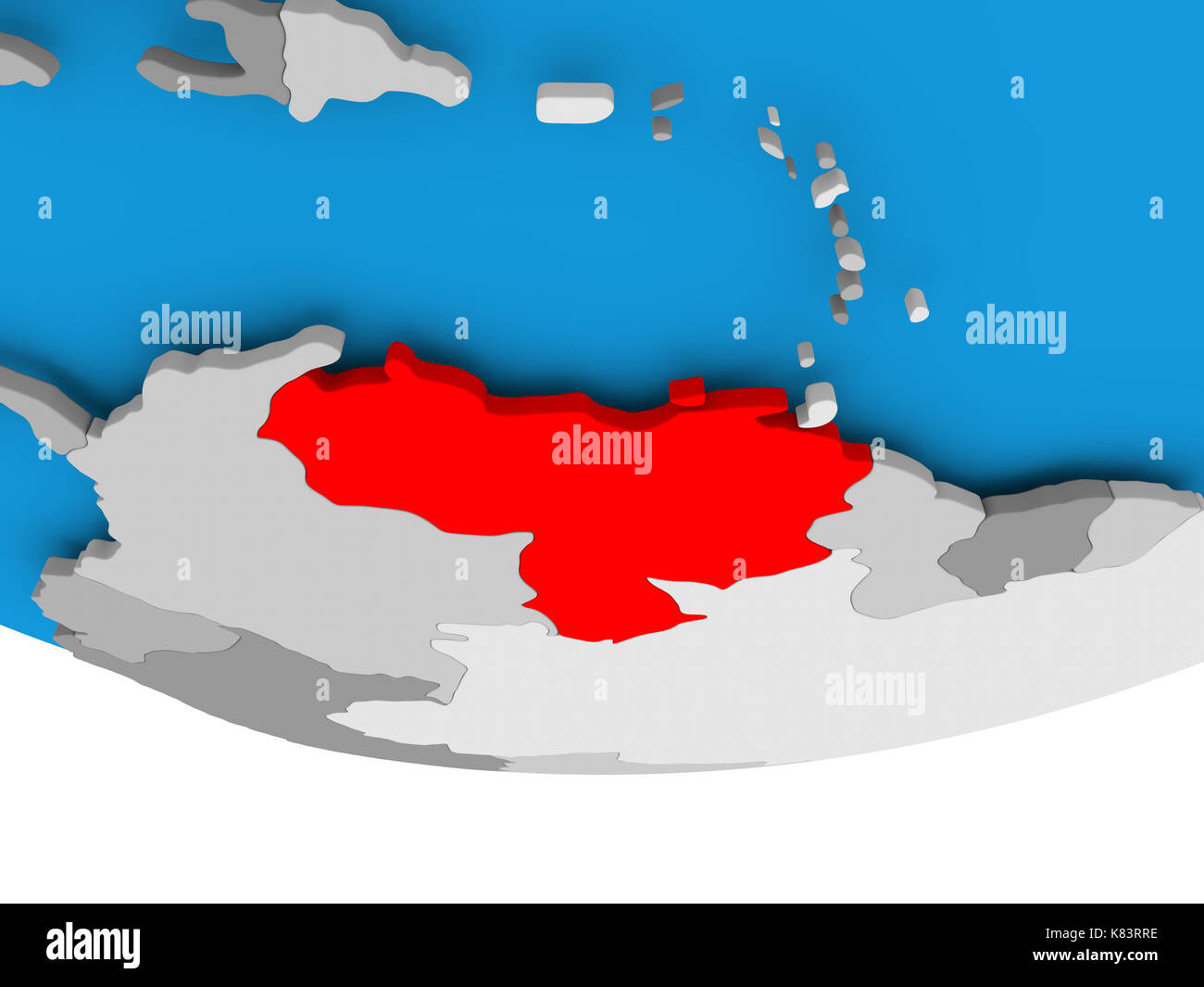 Venezuela on 3D model of political globe. 3D illustration Stock Photo ...