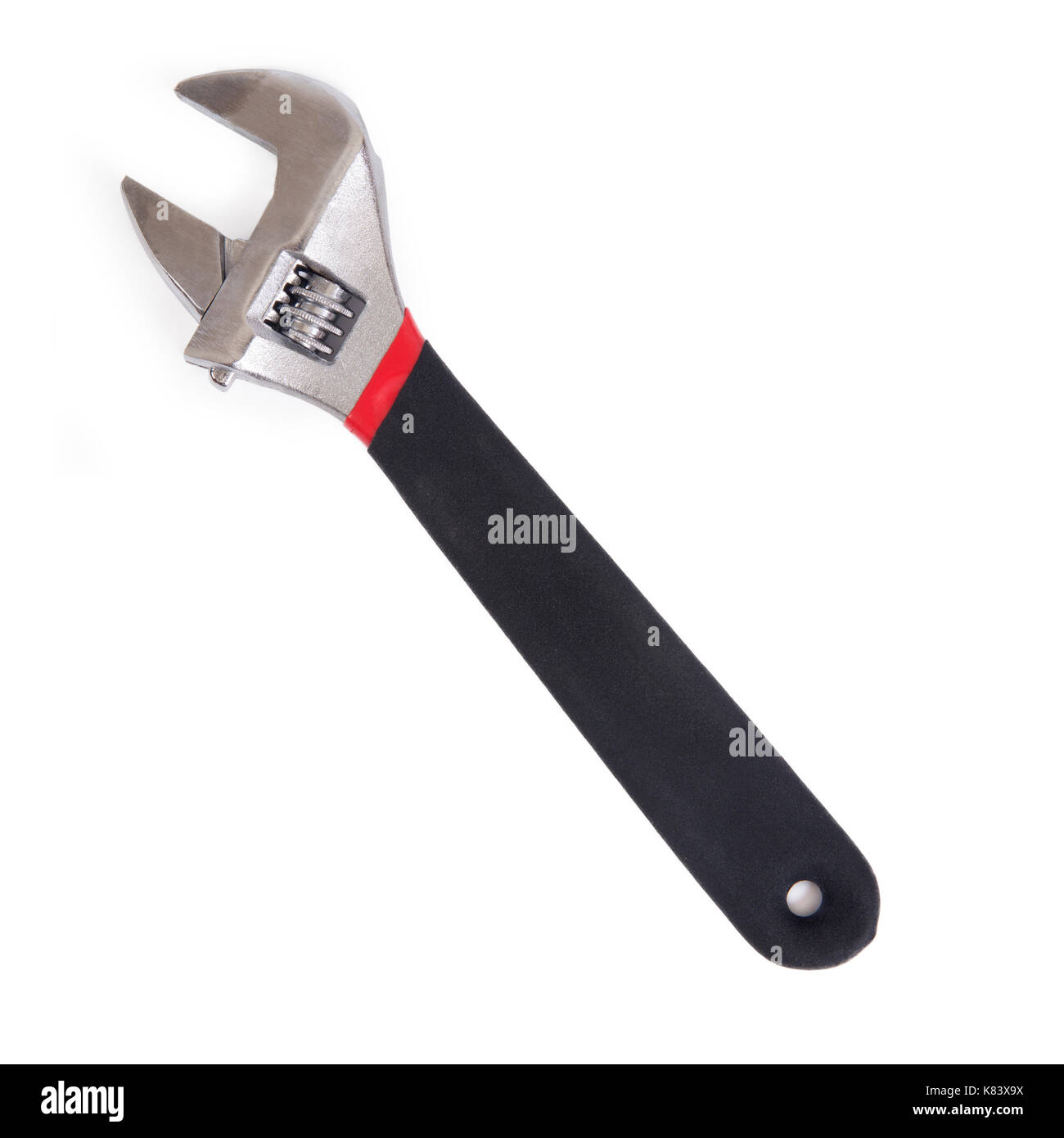 Wrench with black rubber handle on white background Stock Photo - Alamy