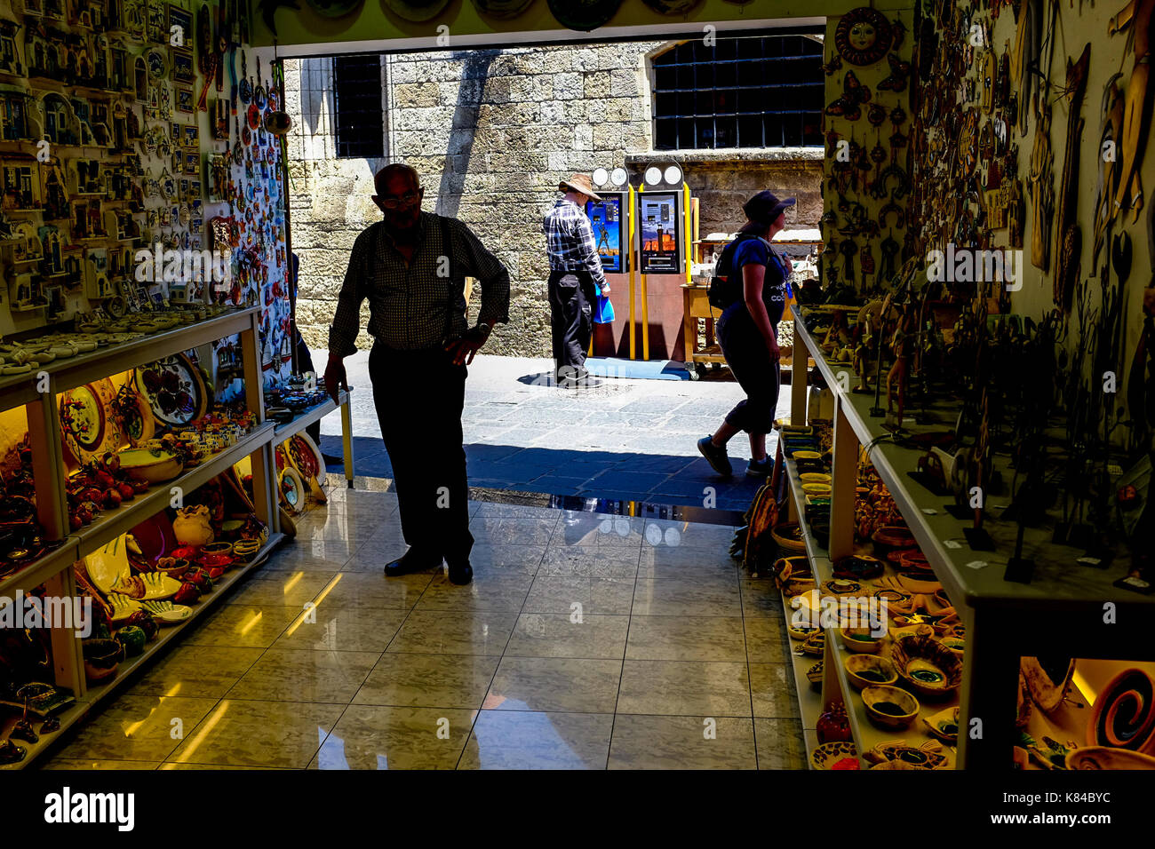 General views of shops and shopkeepers and tourists and sights of ...