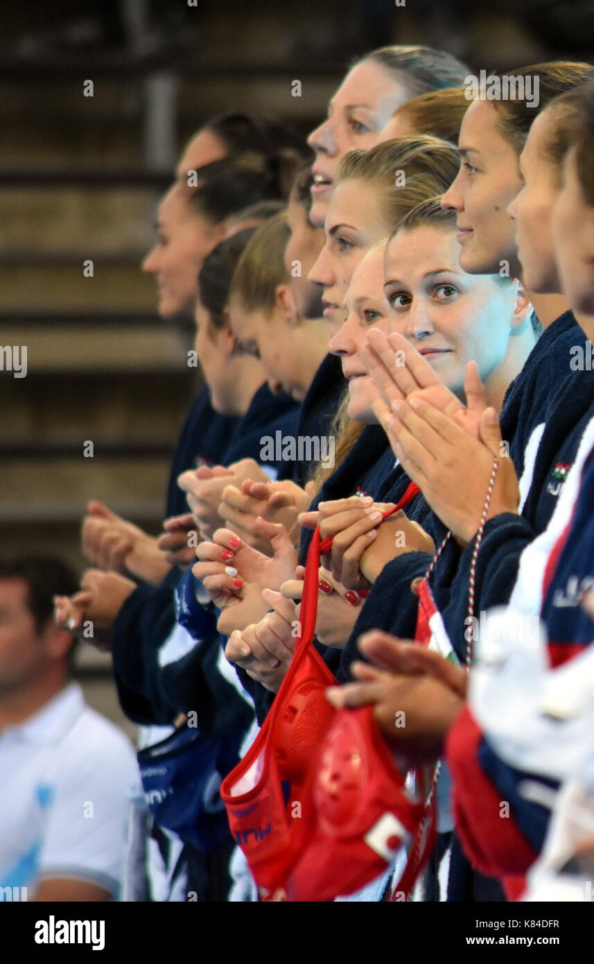 Budapest, Hungary - Jul 16, 2017. The hungarian women waterpolo team ...