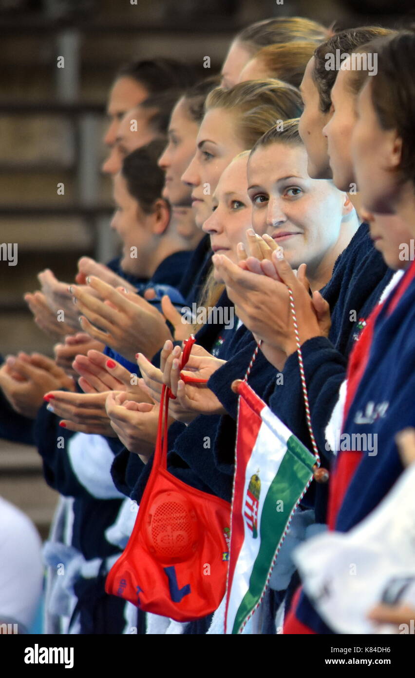 Budapest, Hungary - Jul 16, 2017. The hungarian women waterpolo team ...