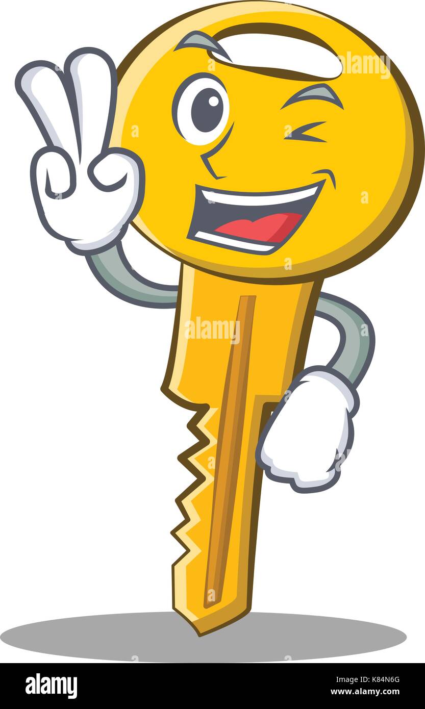 Two finger key character cartoon style vector illustration Stock Vector ...
