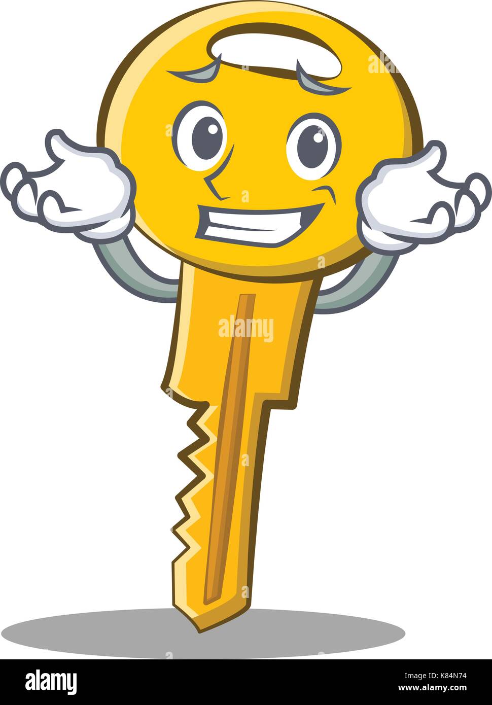 Grinning key character cartoon style vector illustration Stock Vector ...