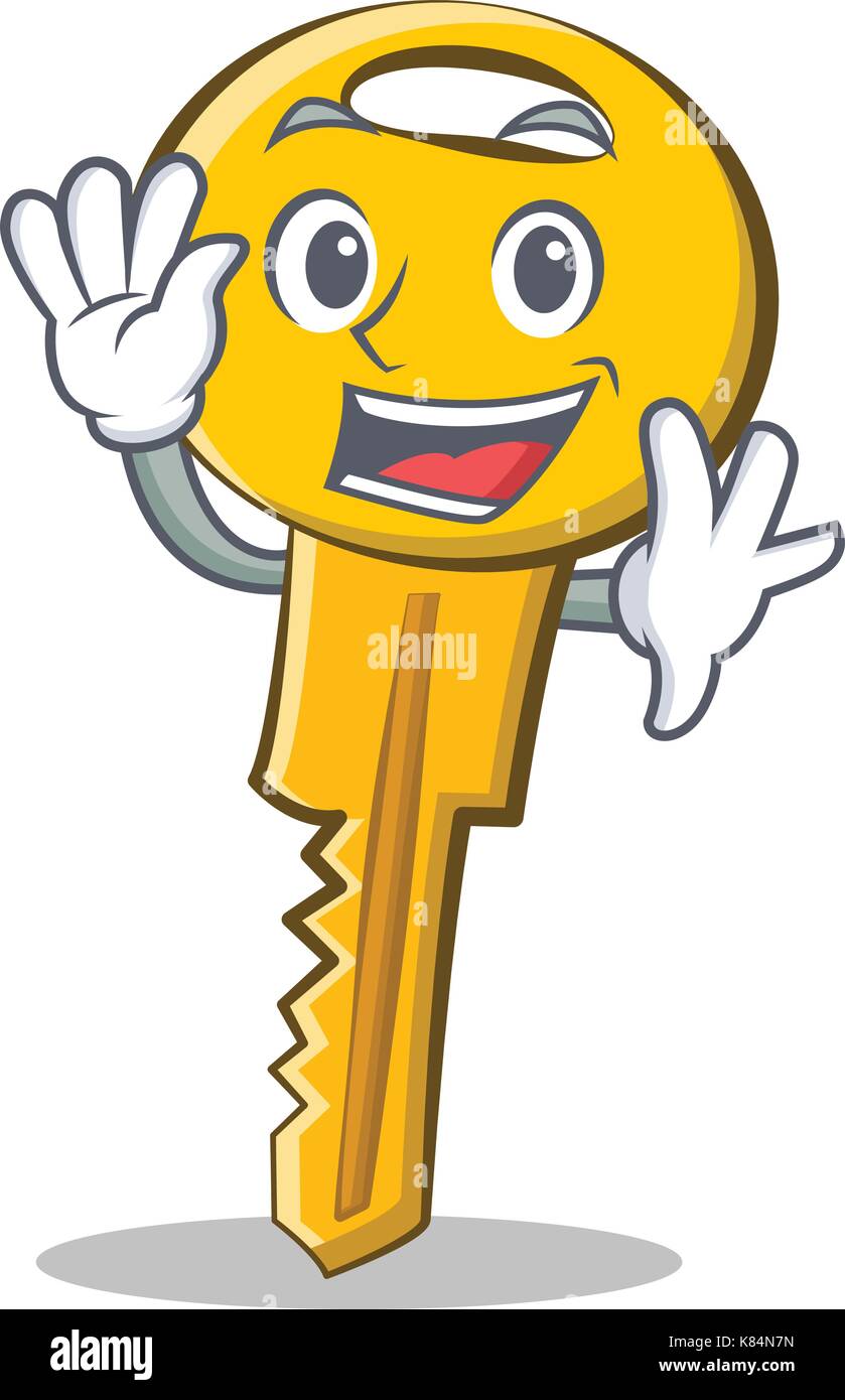 Waving key character cartoon style vector illustration Stock Vector ...