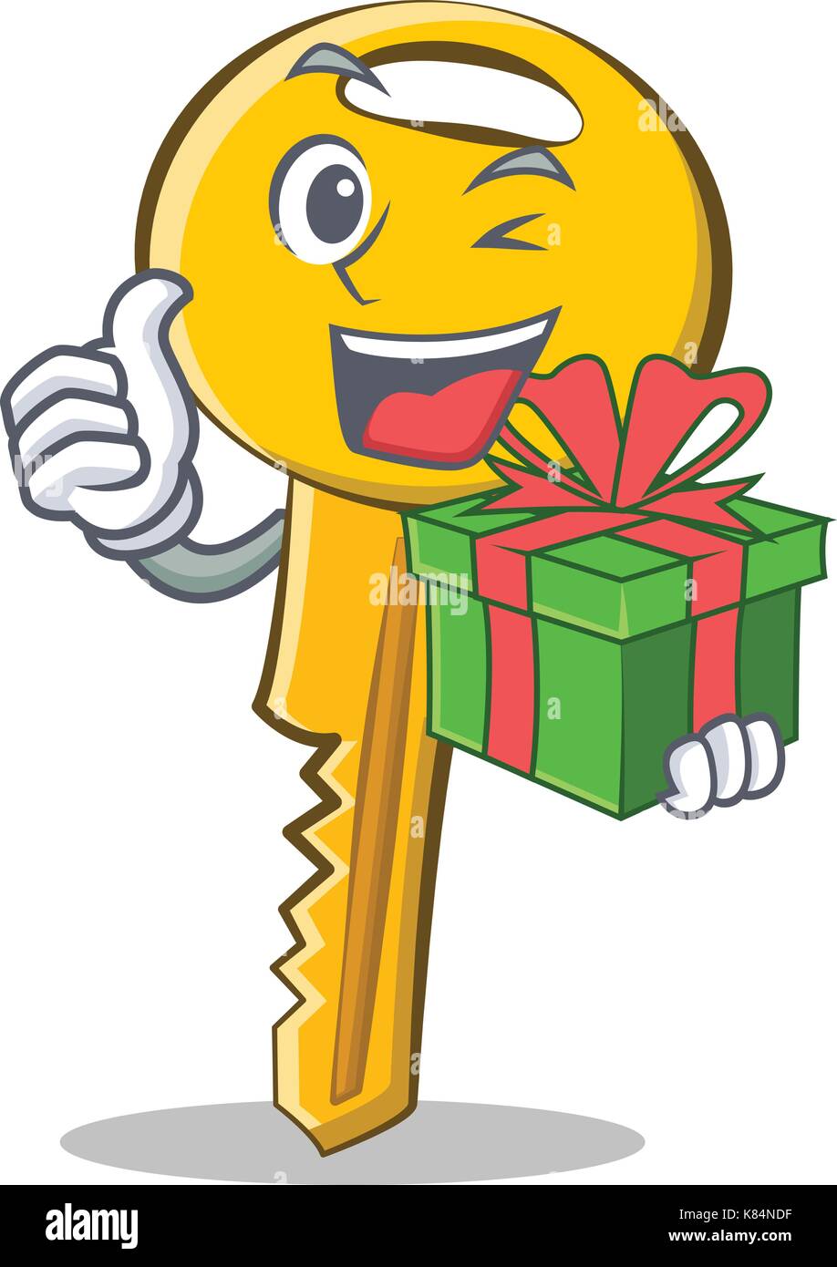 With gift key character cartoon style vector illustration Stock Vector ...