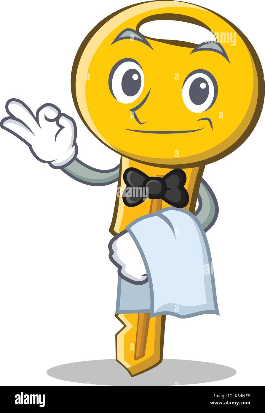 Waiter key character cartoon style vector illustration Stock Vector ...