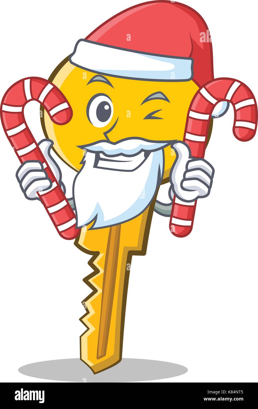 Santa with candy key character cartoon style vector illustration Stock ...