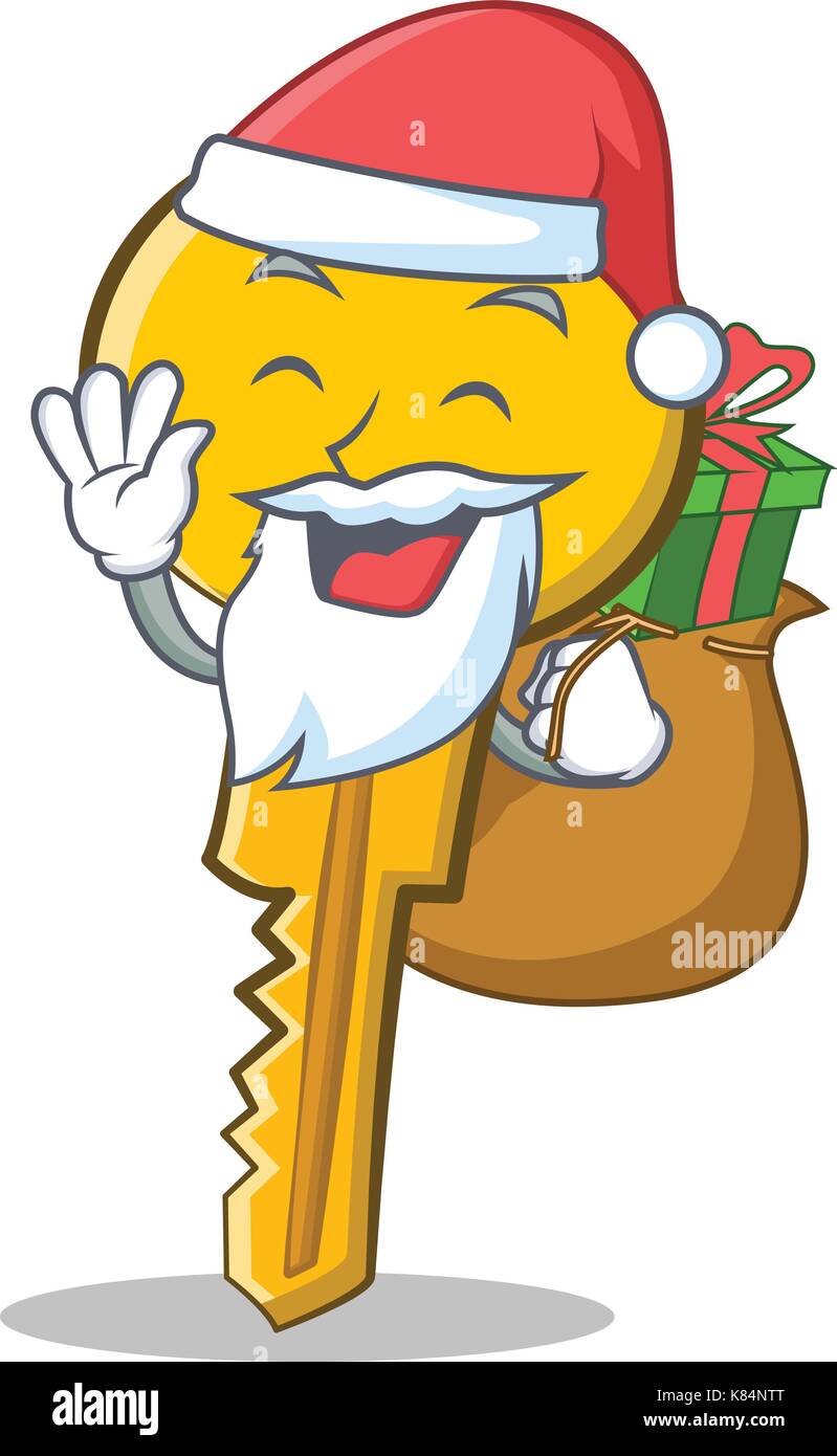 Santa with gift key character cartoon style vector illustration Stock ...