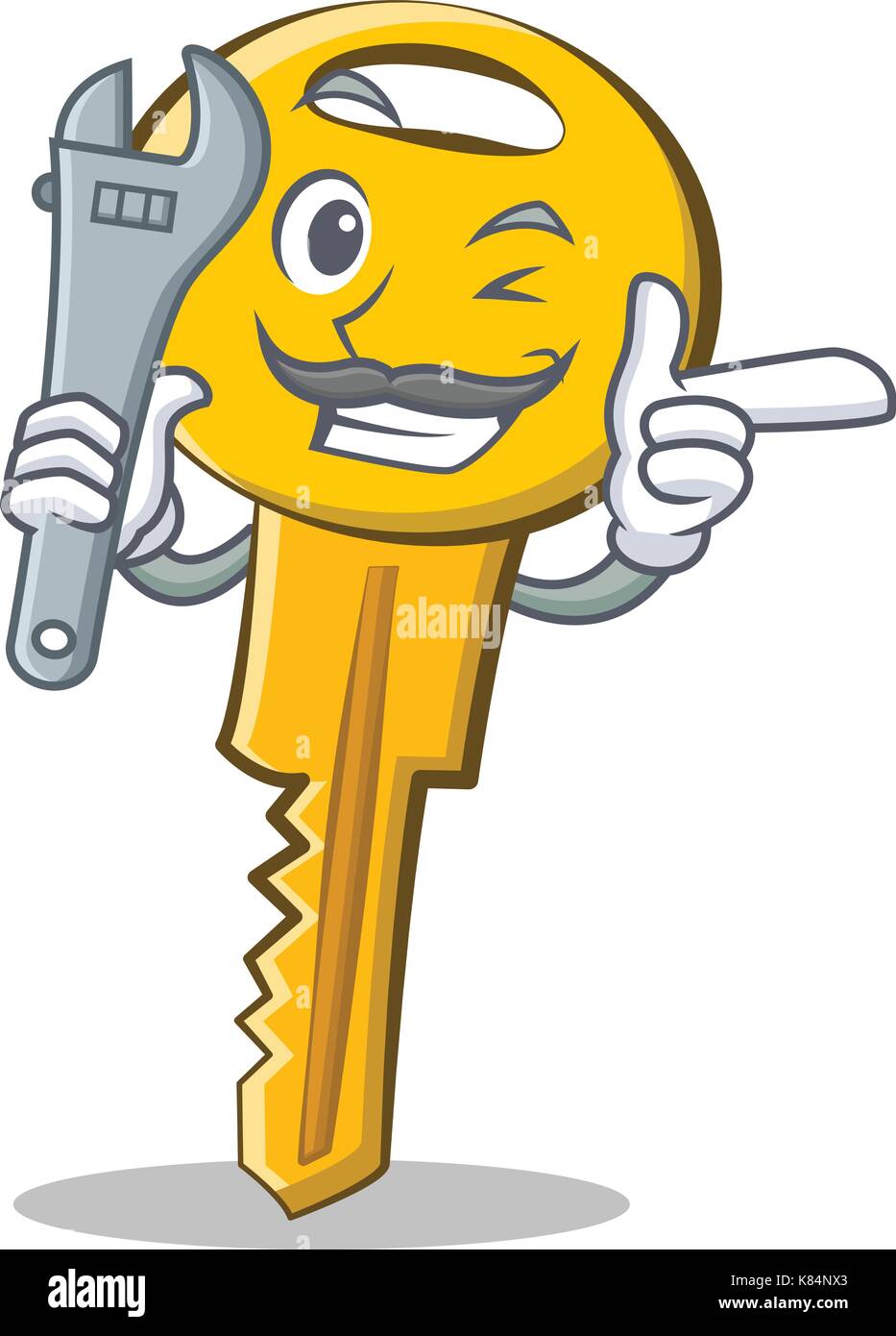 Mechanic key character cartoon style vector illustration Stock Vector ...