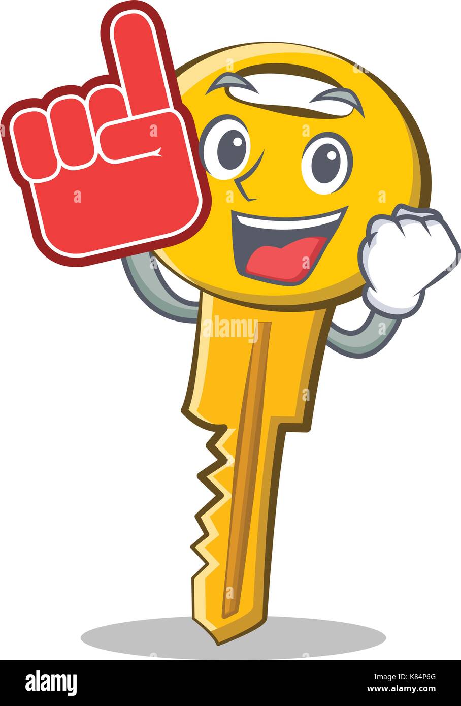 With foam finger key character cartoon style vector illustration Stock ...