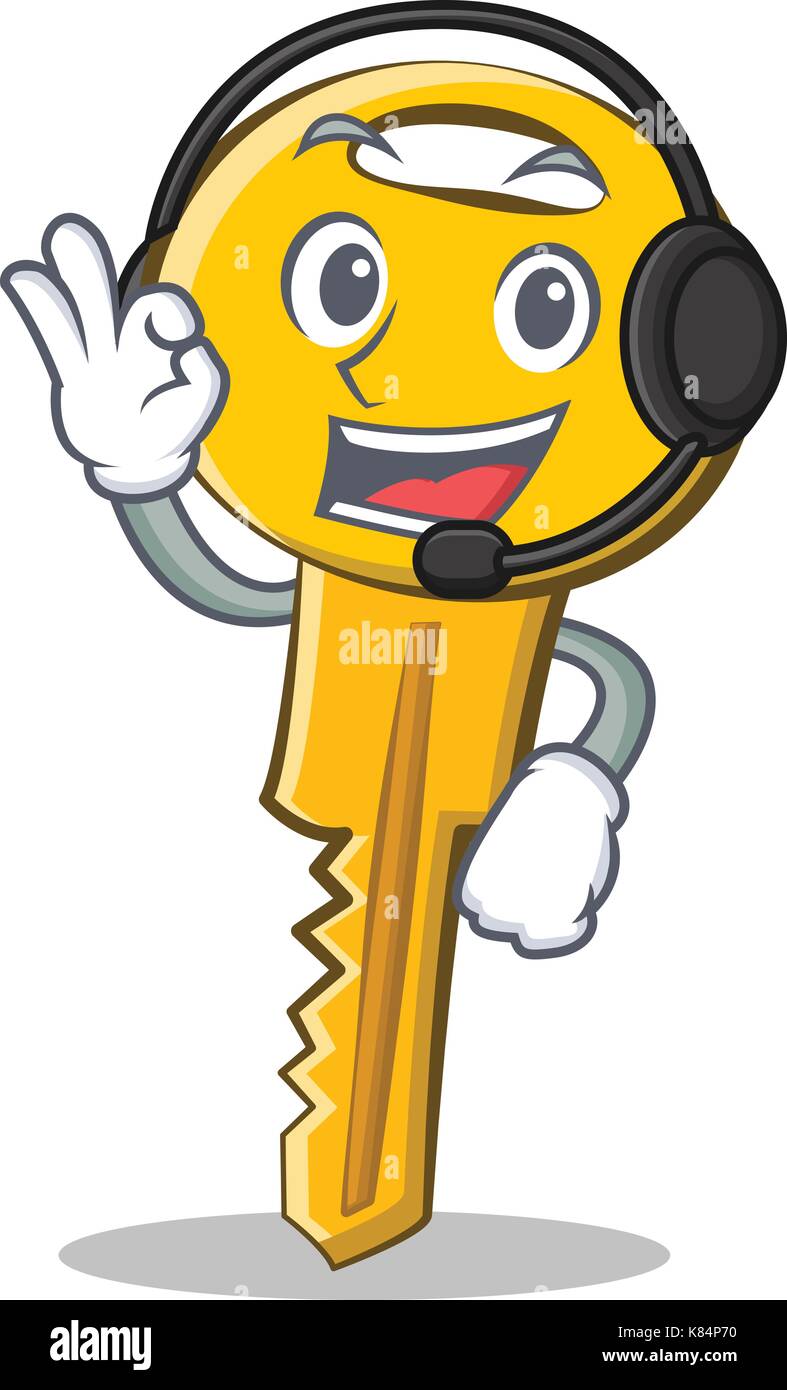 With headphone key character cartoon style vector illustration Stock ...