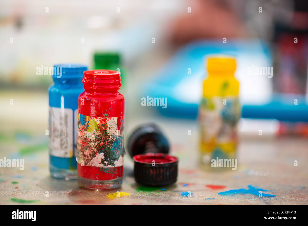 Open color containers for drawings Stock Photo - Alamy