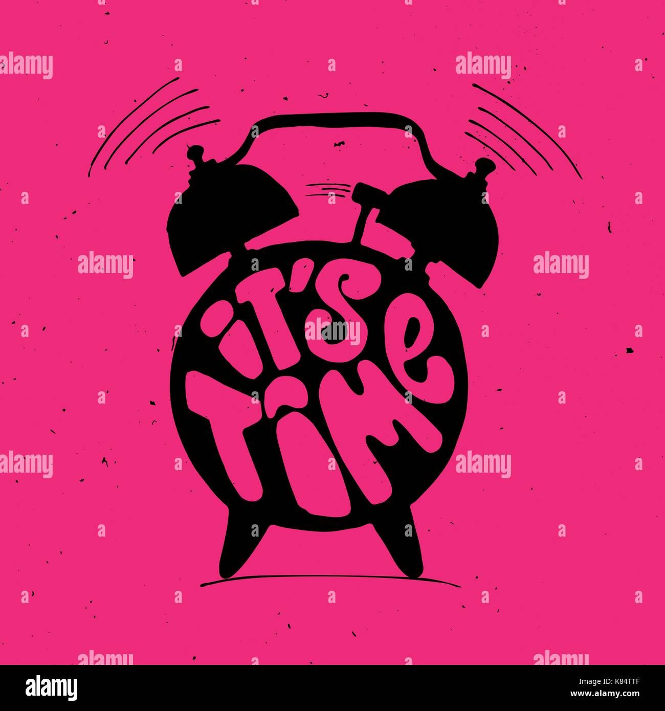 Hand draw Alarm clock illustration with lettering about Its time ...