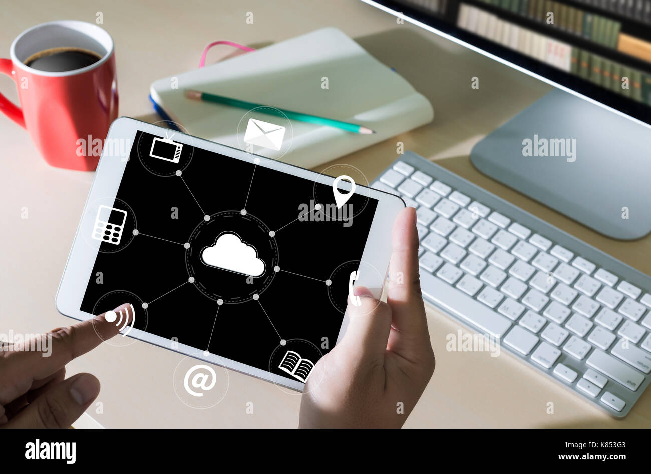 Cloud Computing diagram Network Data Storage Technology Service Stock ...