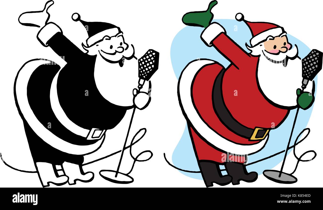 Santa Claus makes a Christmas announcement over a microphone Stock ...