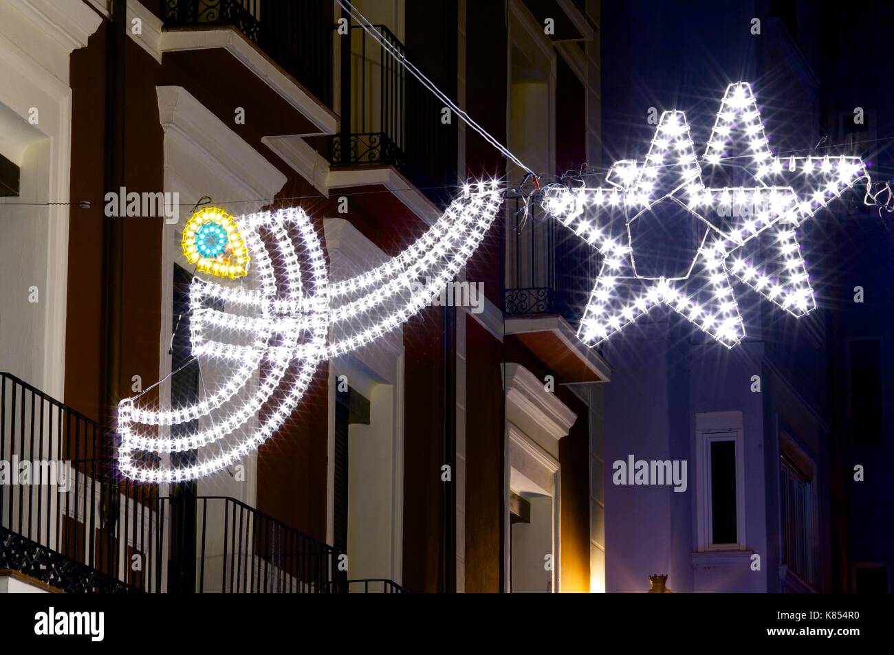 Christmas lights on the facade of a building Stock Photo - Alamy