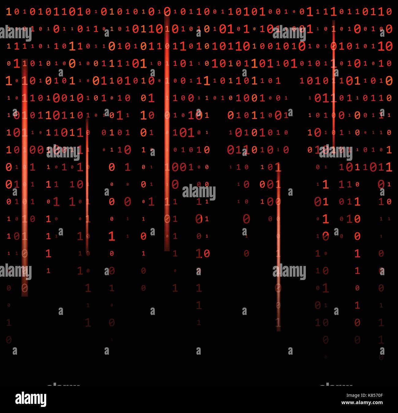 binary code zero one matrix red background beautiful banner wallpaper design illustration Stock ...