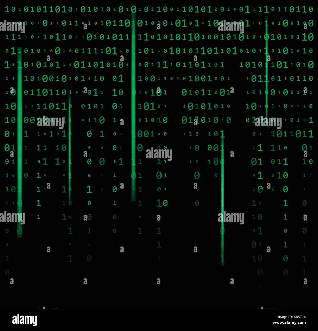 binary code zero one matrix green background beautiful banner wallpaper design illustration ...