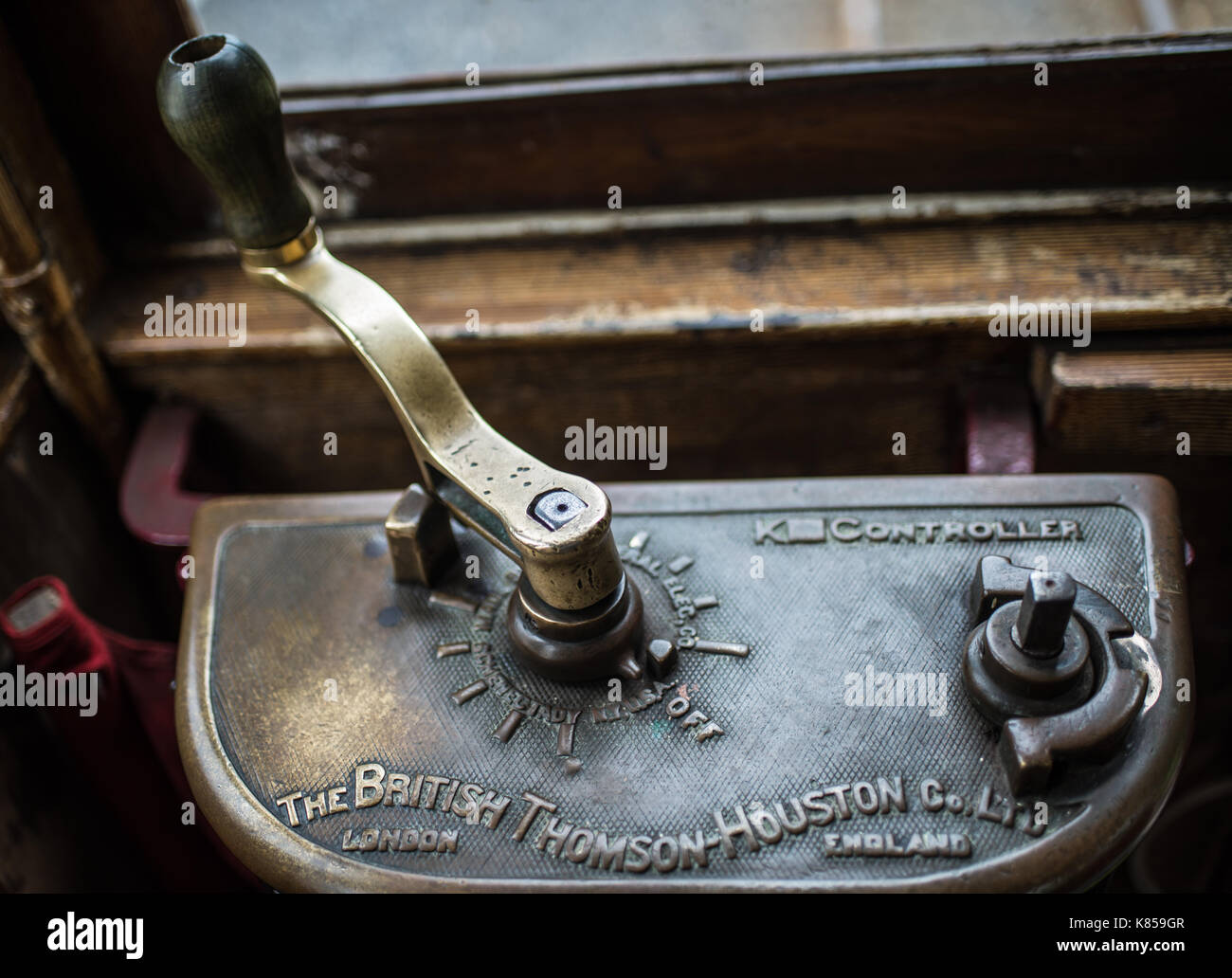 Manx Victorian electric tram controller Stock Photo - Alamy