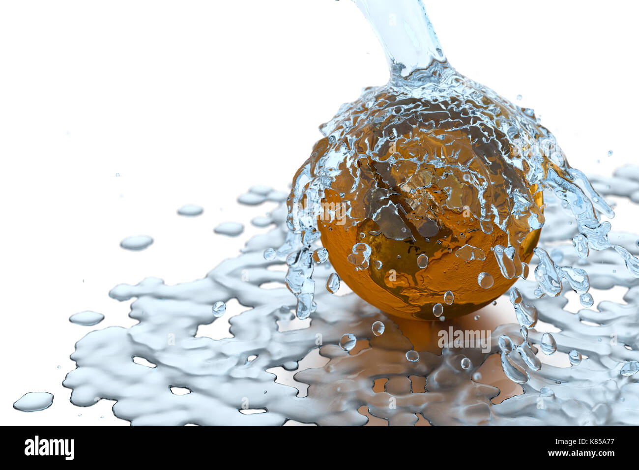 Illustration showing the planet Earth arid, watered by a jet of water ...