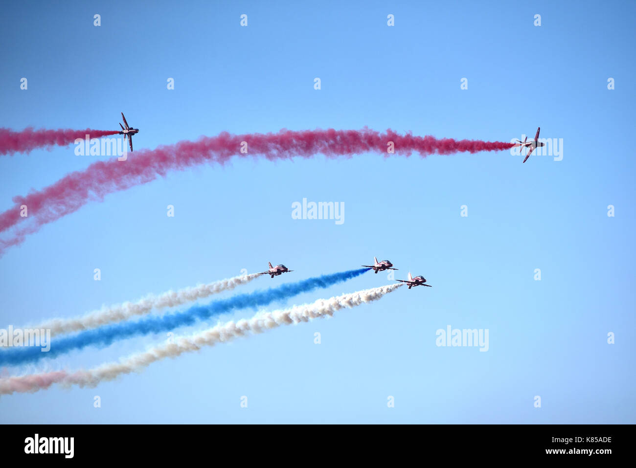 Different formations of Red Arrows during their appearance in Athens ...