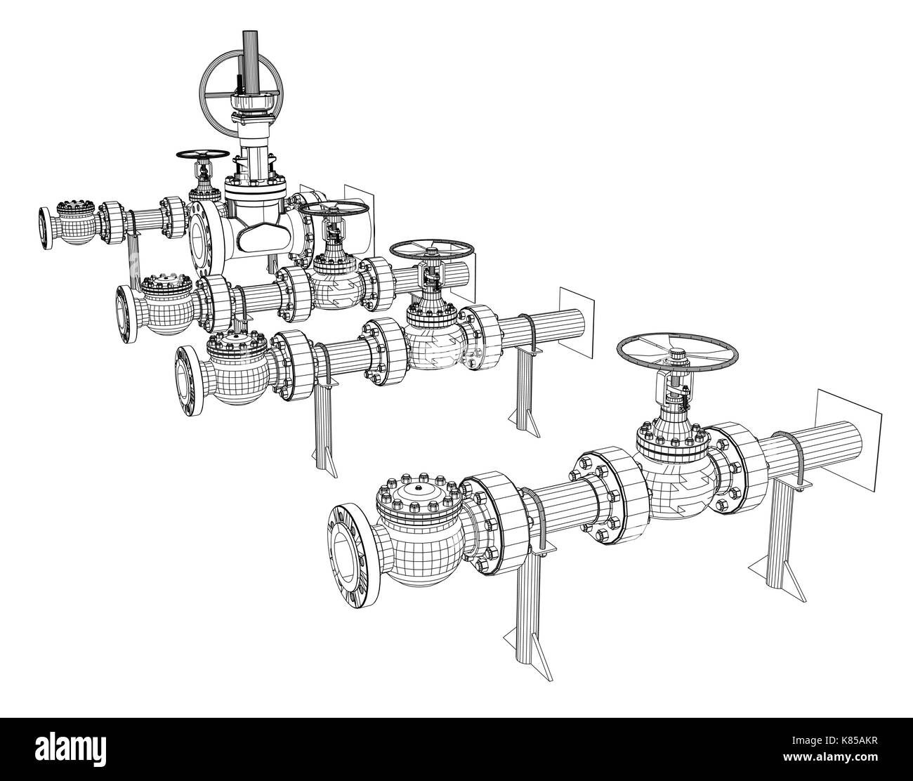 Wire-frame industrial valves Stock Vector Image & Art - Alamy