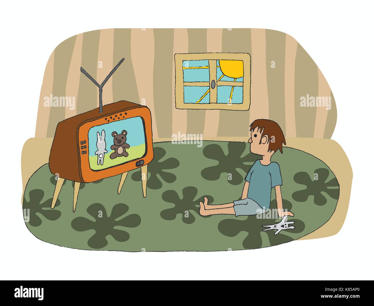 Kid Watching Tv Cartoon