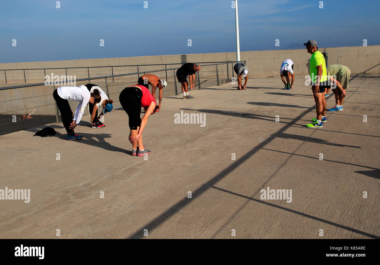 Outdoor keep fit activity group Corrajelo, Fuerteventura, Canary ...