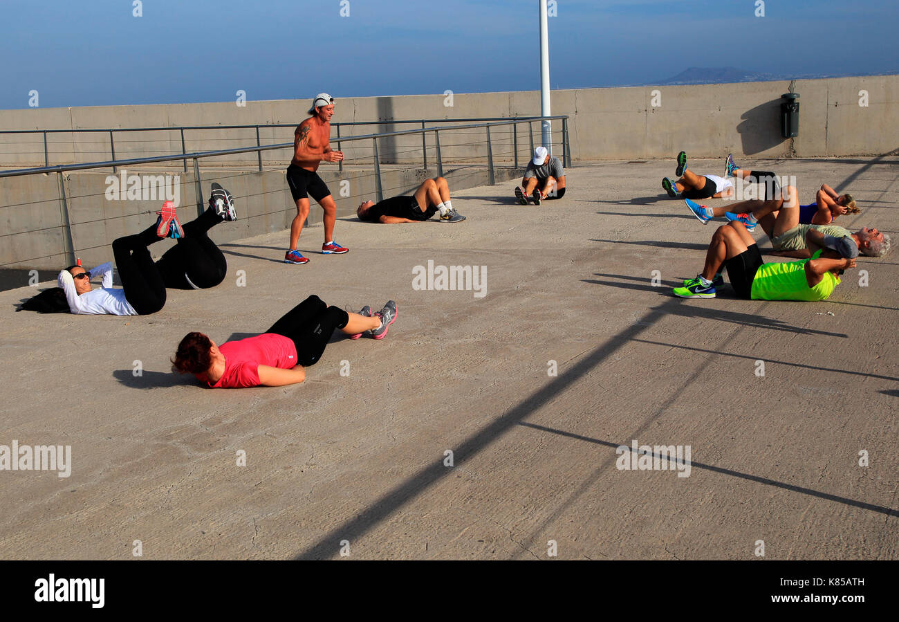 Outdoor keep fit activity group Corrajelo, Fuerteventura, Canary ...