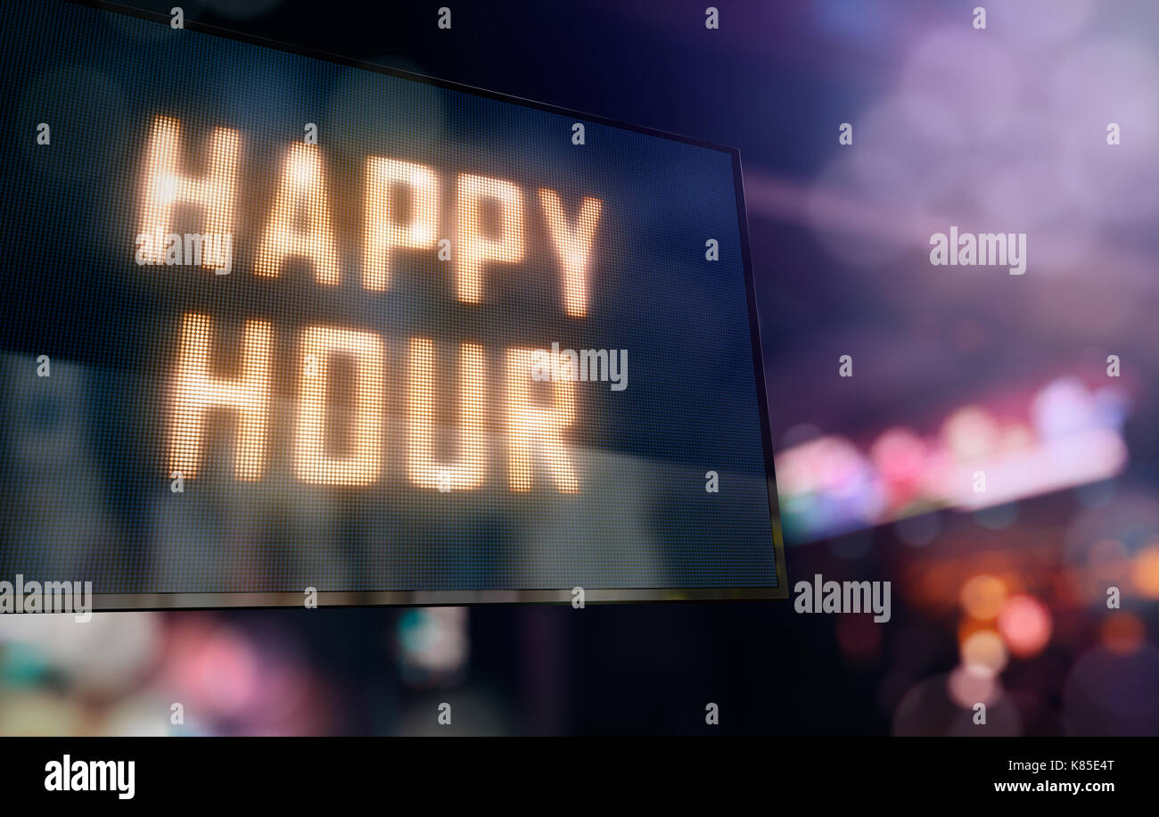 LED Display - Happy Hour signage Stock Photo - Alamy