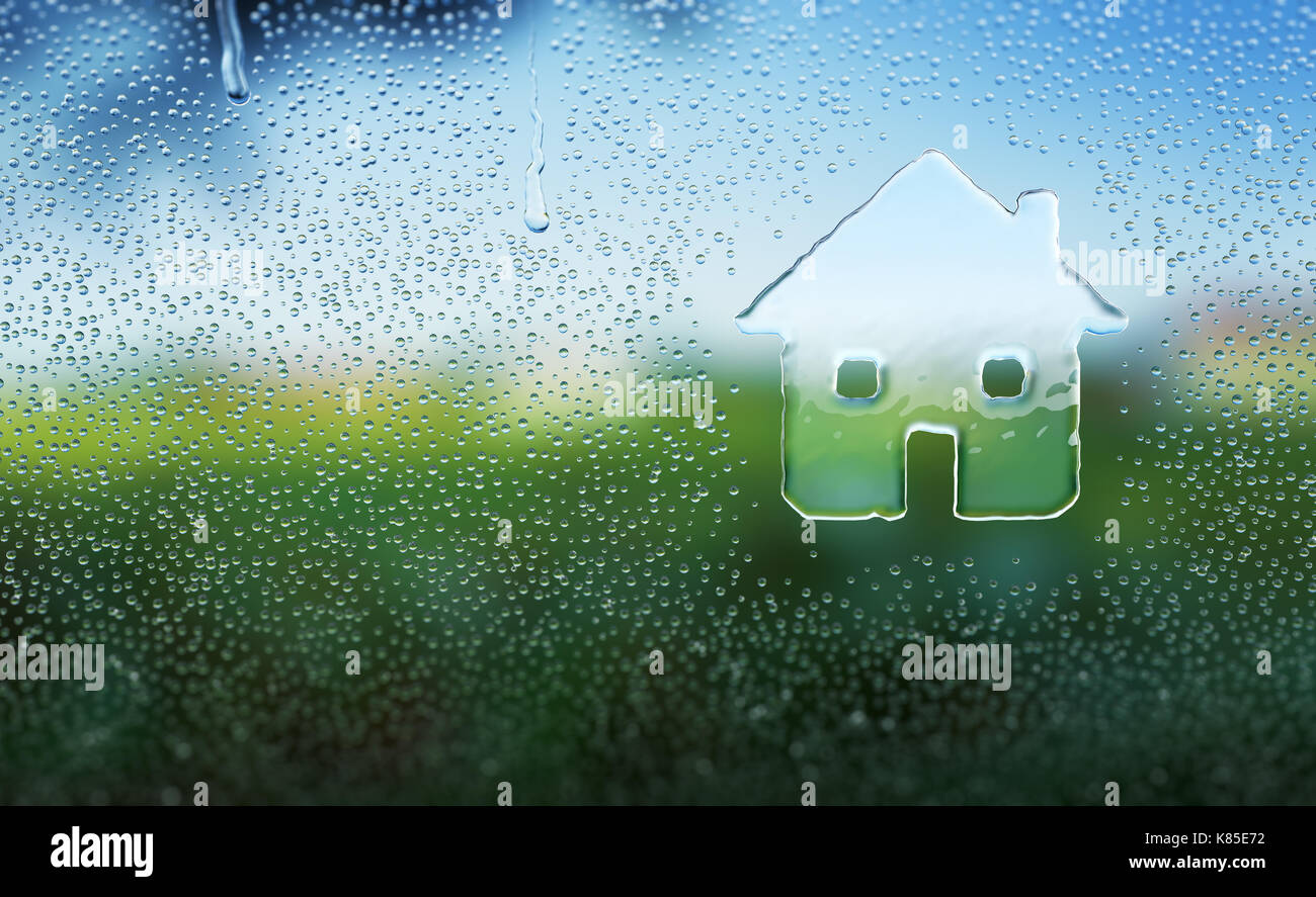 Water drop forming a house icon Stock Photo - Alamy