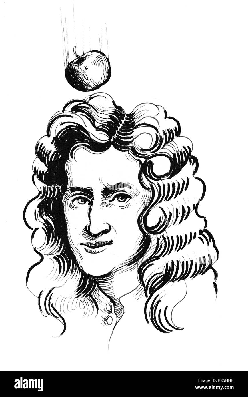 Issac newton apple illustration hi-res stock photography and images - Alamy