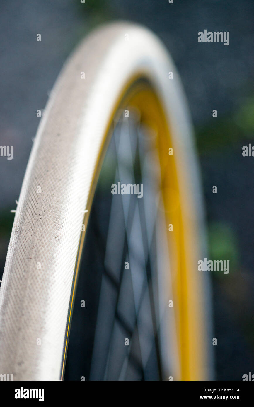 Bicycle wheel close-up Stock Photo - Alamy