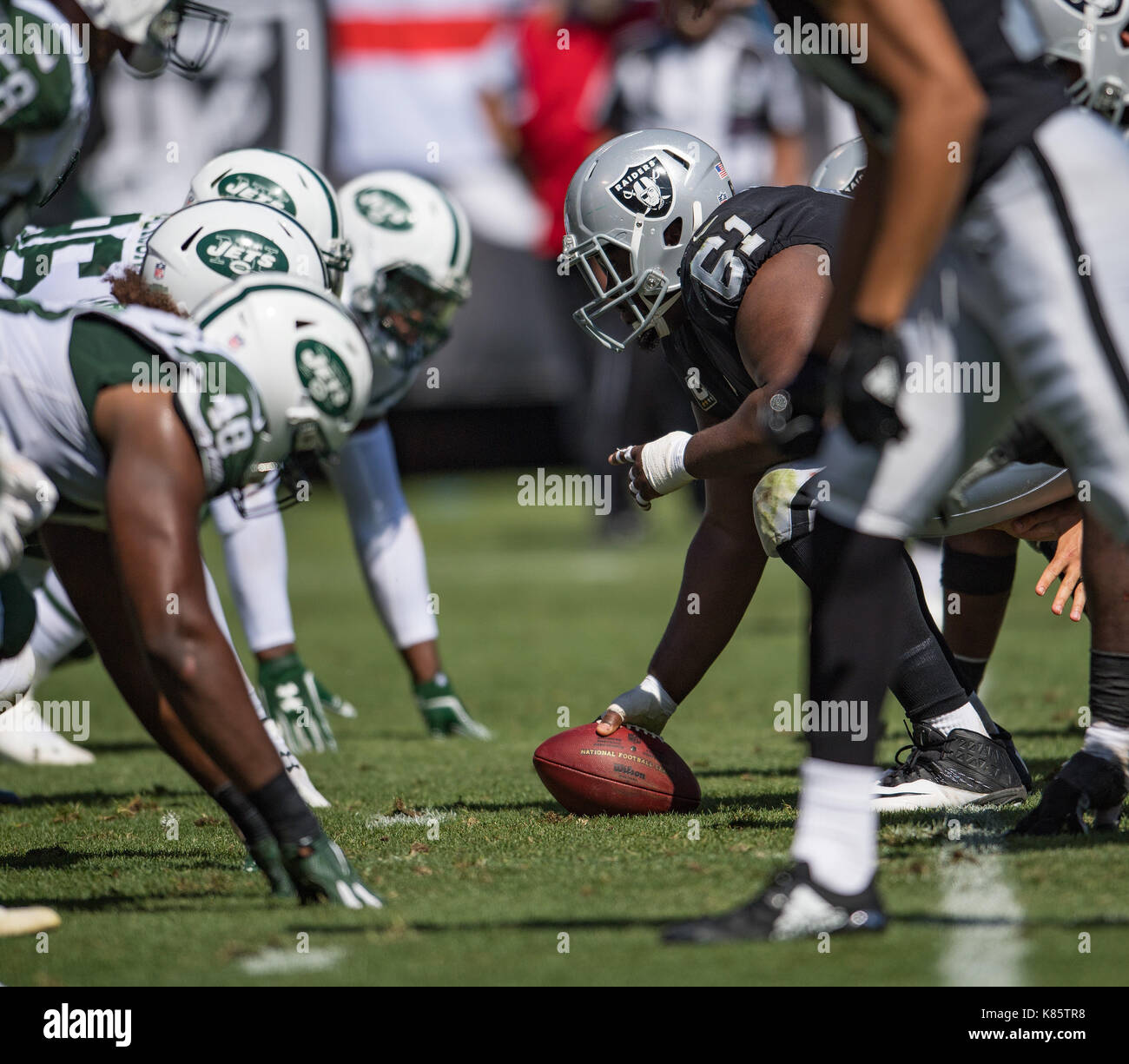 Oakland, California, USA. 17th Sep, 2017. Oakland Raiders center Rodney ...