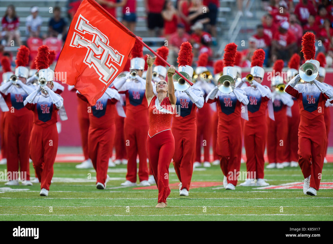 Houston, TX, USA. 16th Sep, 2017. The UH band performs before the NCAA ...