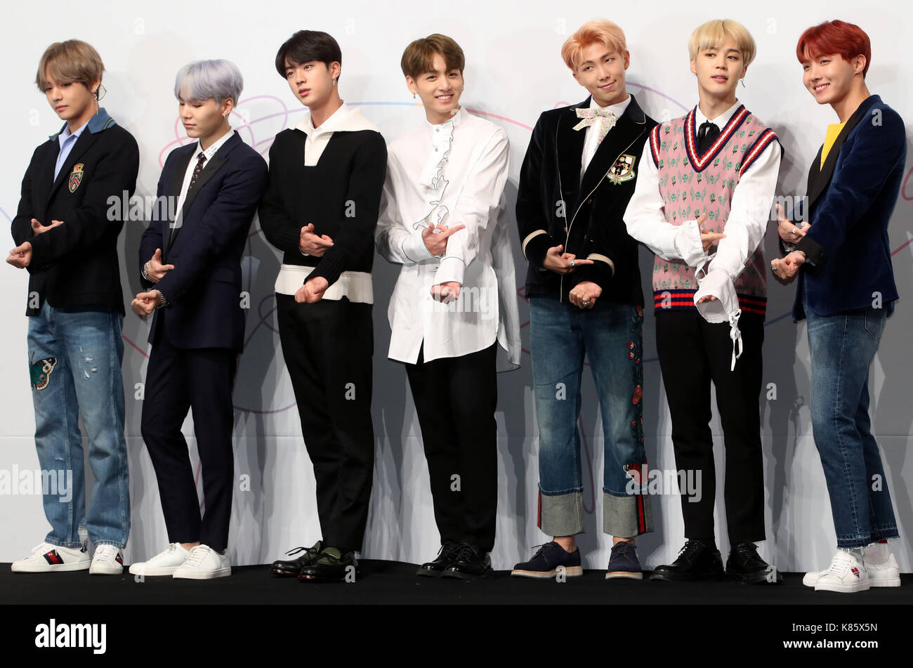 BTS releases new mini album The K-pop band BTS poses during a showcase ...