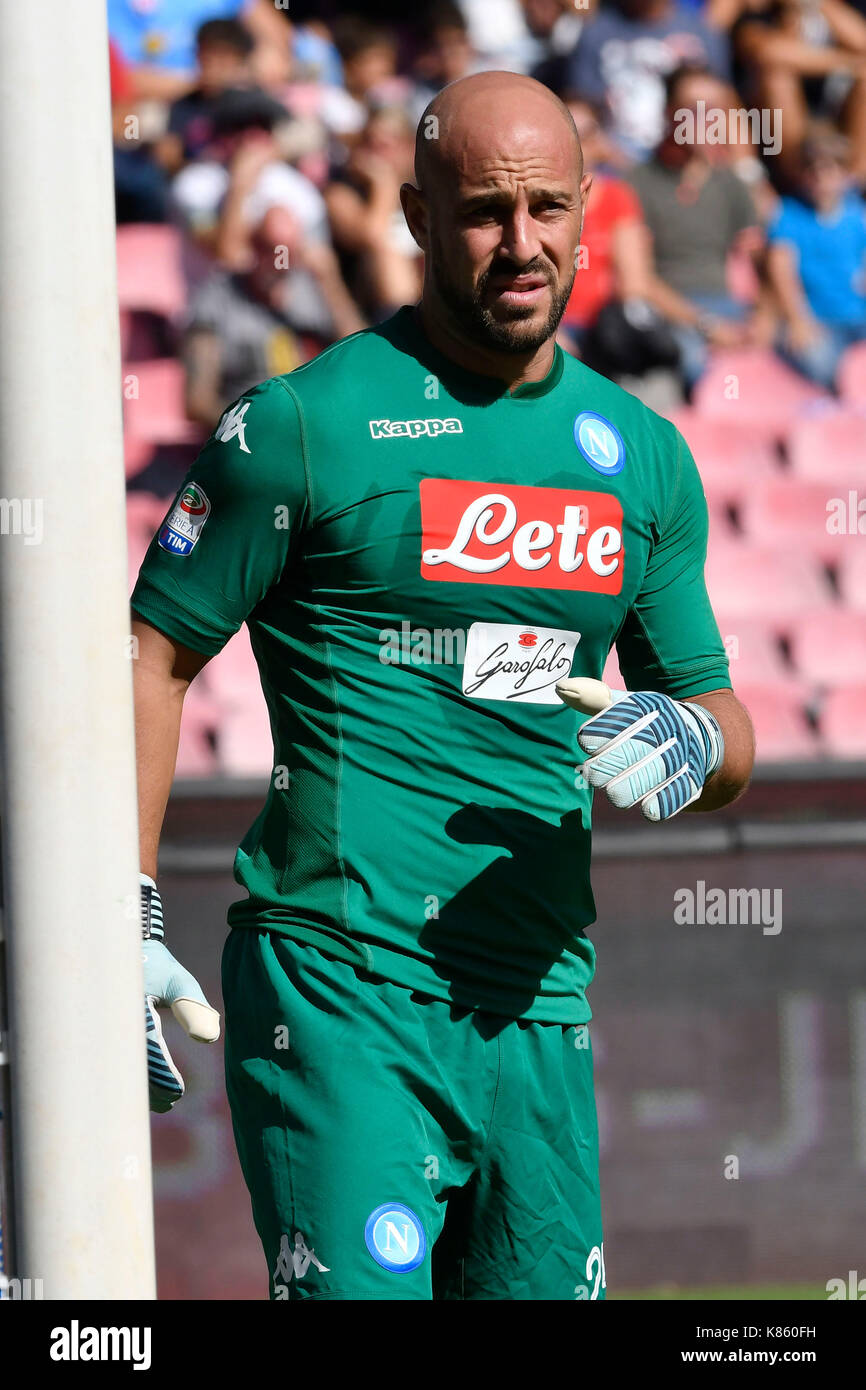 NAPOLI, ITALY - SEPTEMBER 17: José Manuel Reina in action during the ...