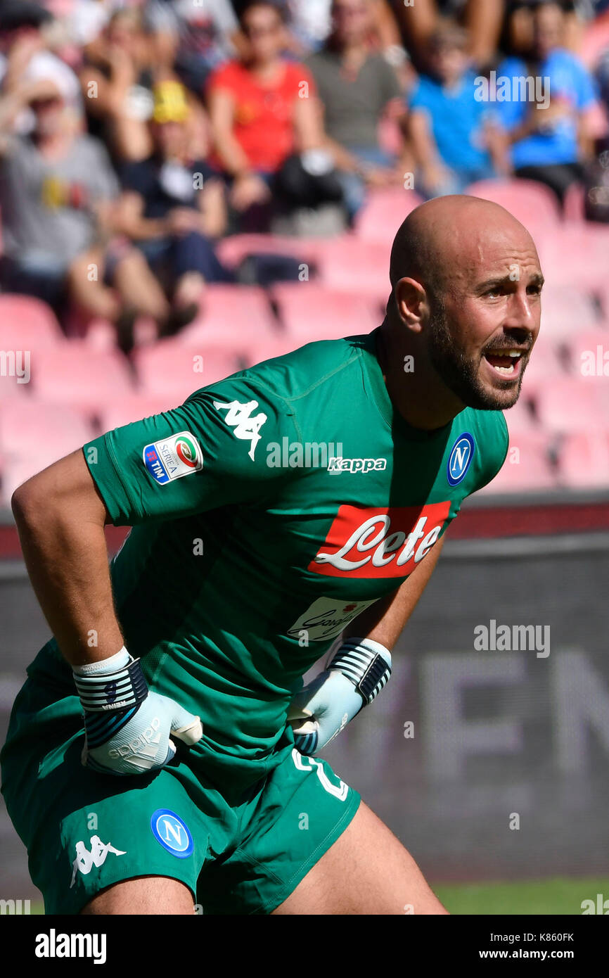 NAPOLI, ITALY - SEPTEMBER 17: José Manuel Reina in action during the ...