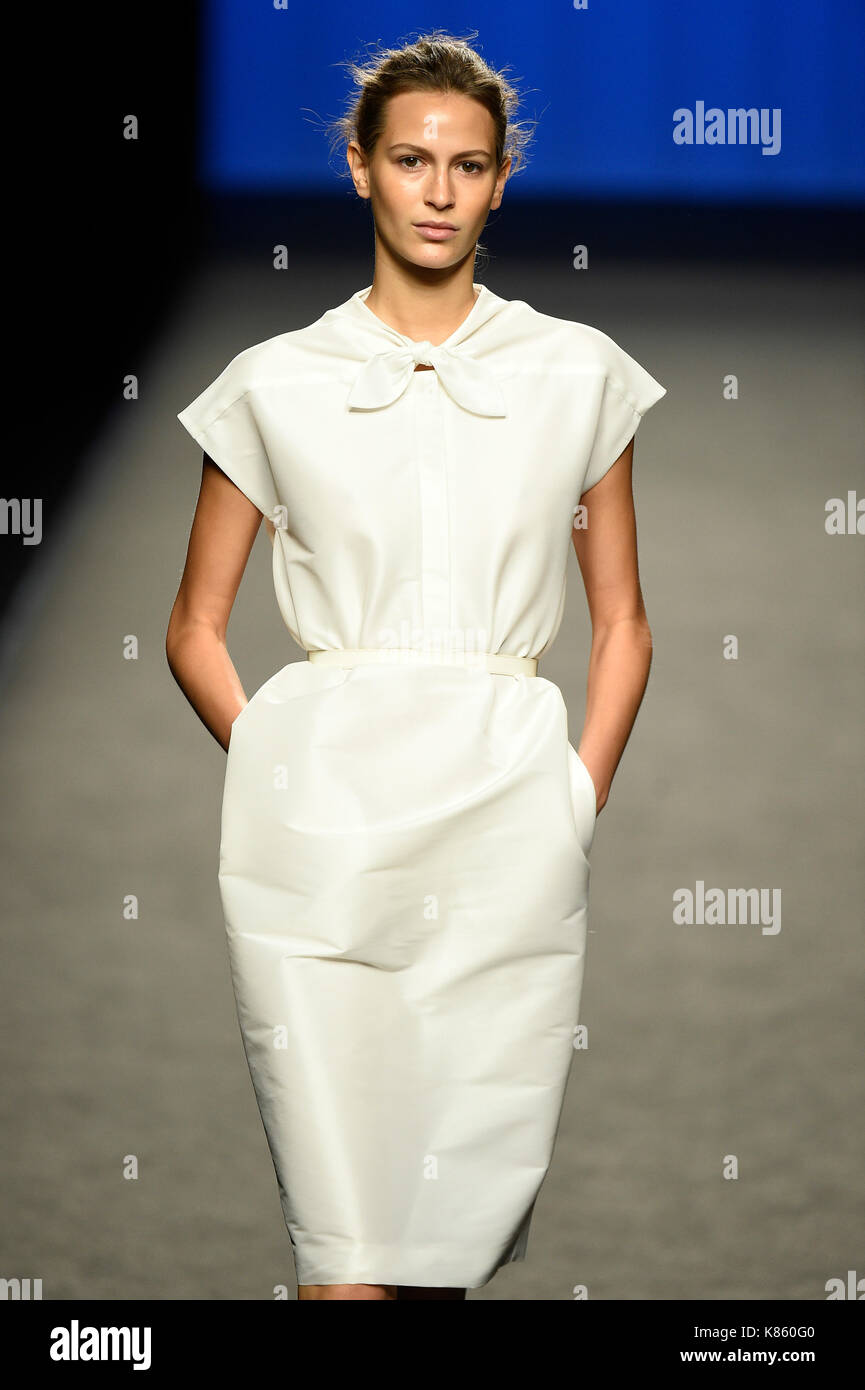 Madrid, Spain. 18th Sep, 2017. Model wears at collection runway a ...