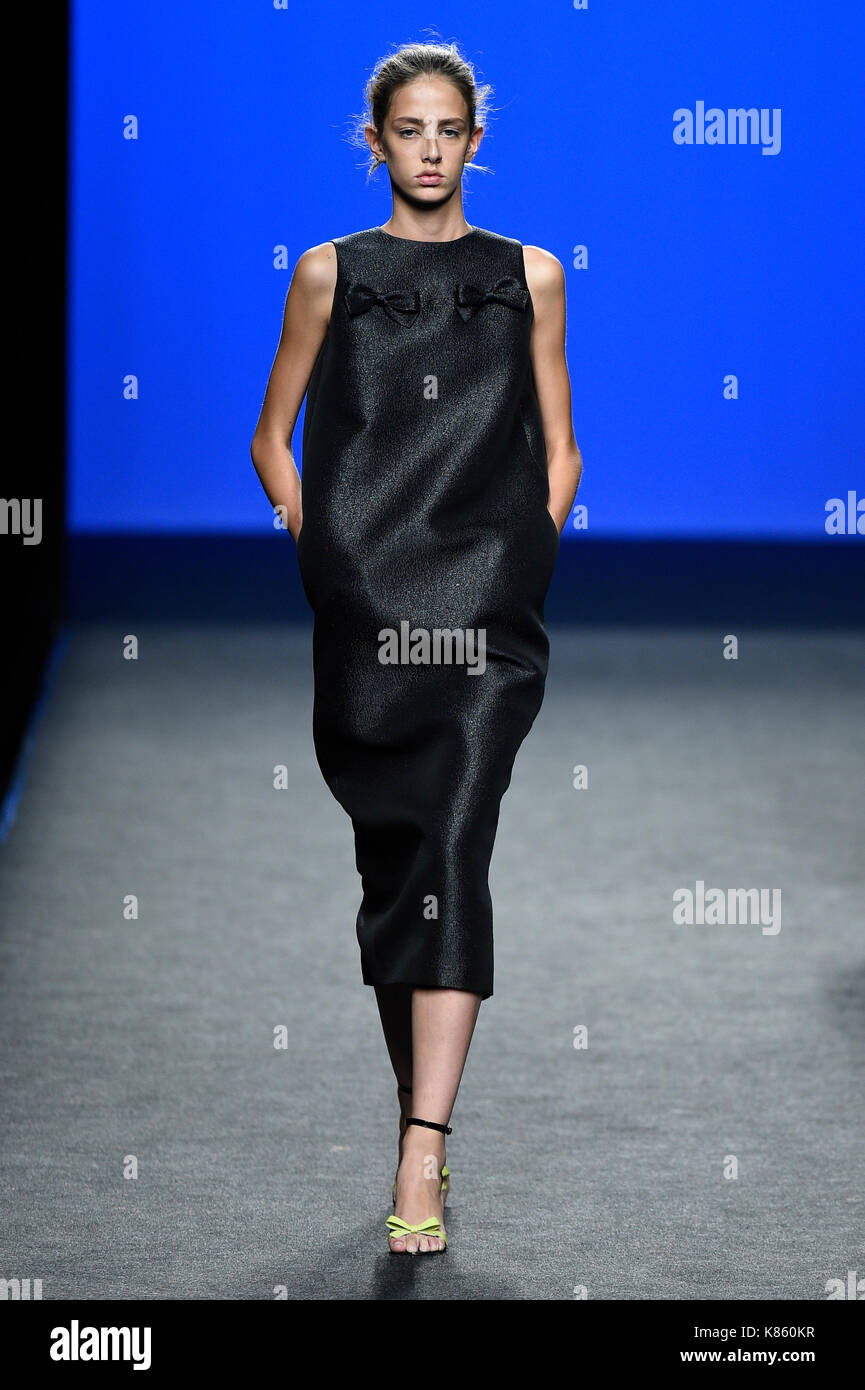 Madrid, Spain. 18th Sep, 2017. Model wears at collection runway a ...
