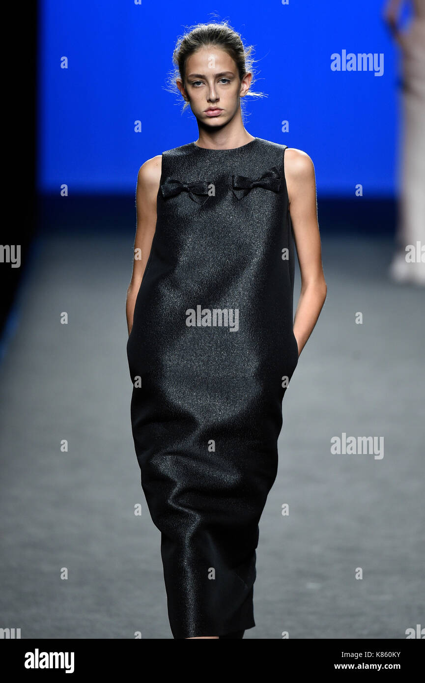 Madrid, Spain. 18th Sep, 2017. Model wears at collection runway a ...