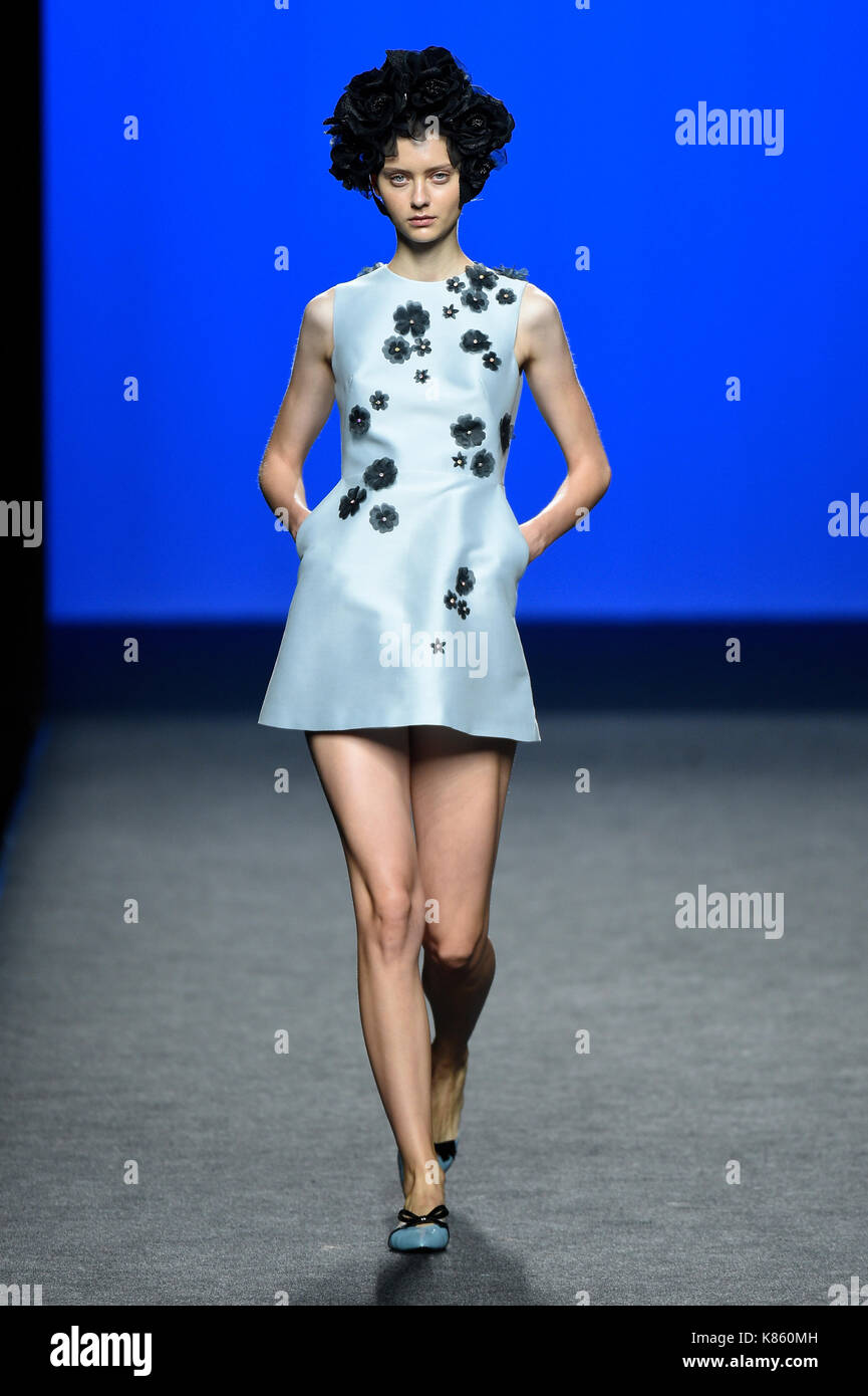 Madrid, Spain. 18th Sep, 2017. Model wears at collection runway a ...