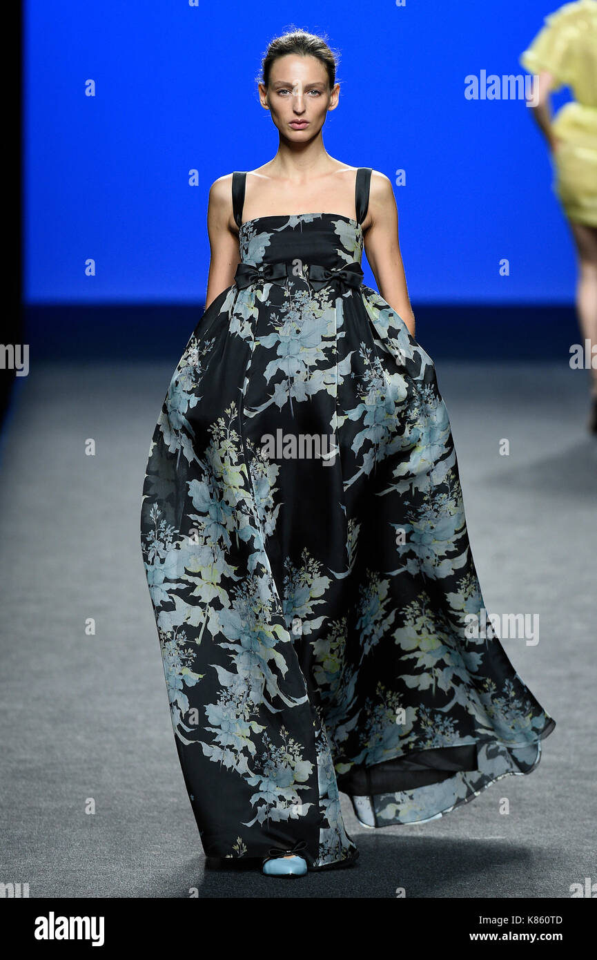 Madrid, Spain. 18th Sep, 2017. Model wears at collection runway a ...