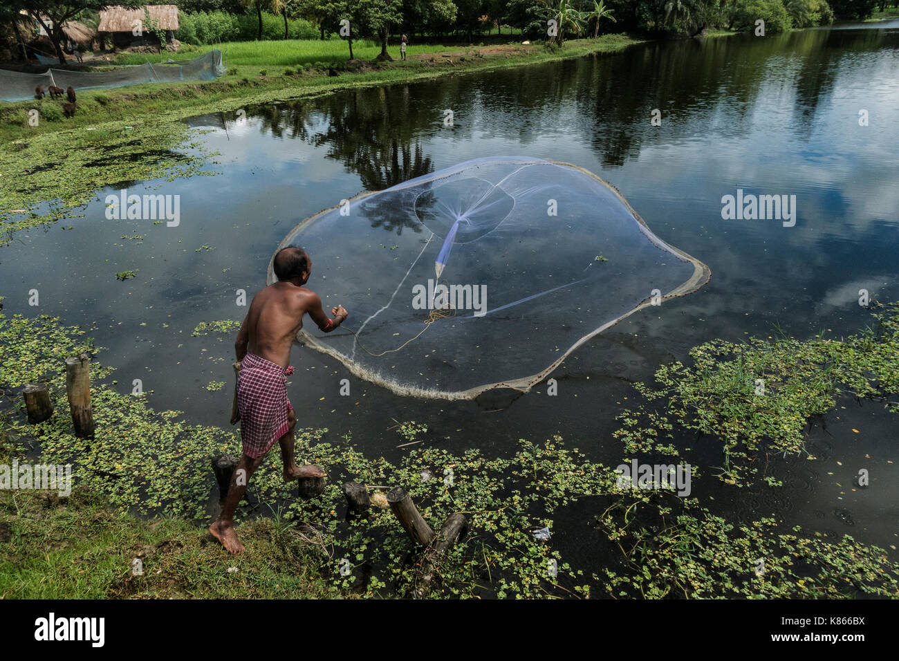 Sukumari. 18th Sep, 2017. An Indian man catches fish at a village in ...