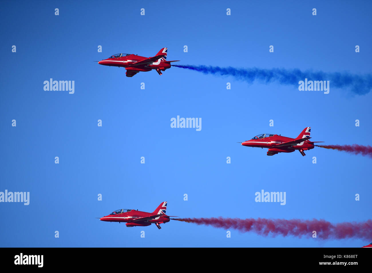 Different formations of Red Arrows during their appearance in Athens ...