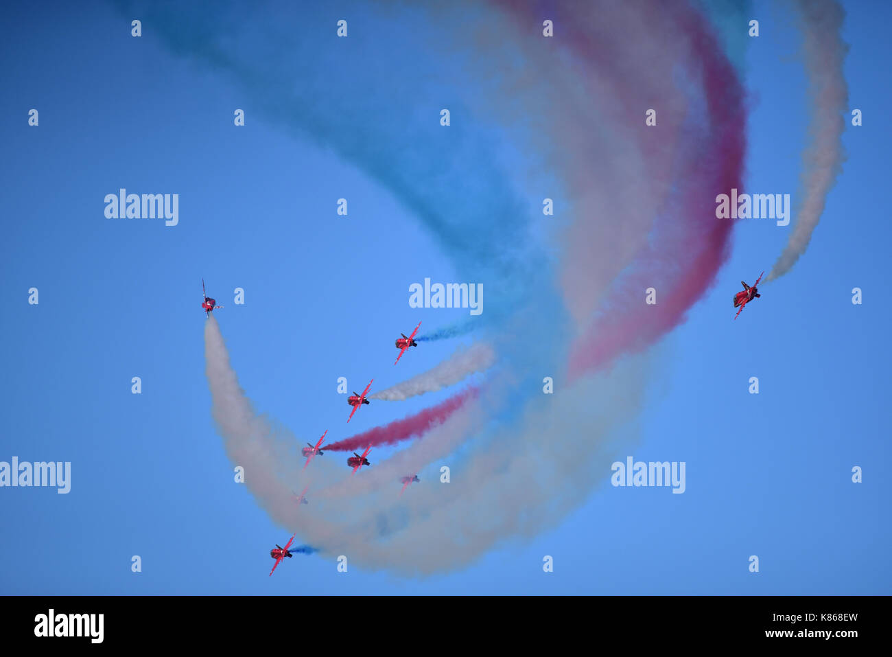 Different formations of Red Arrows during their appearance in Athens ...