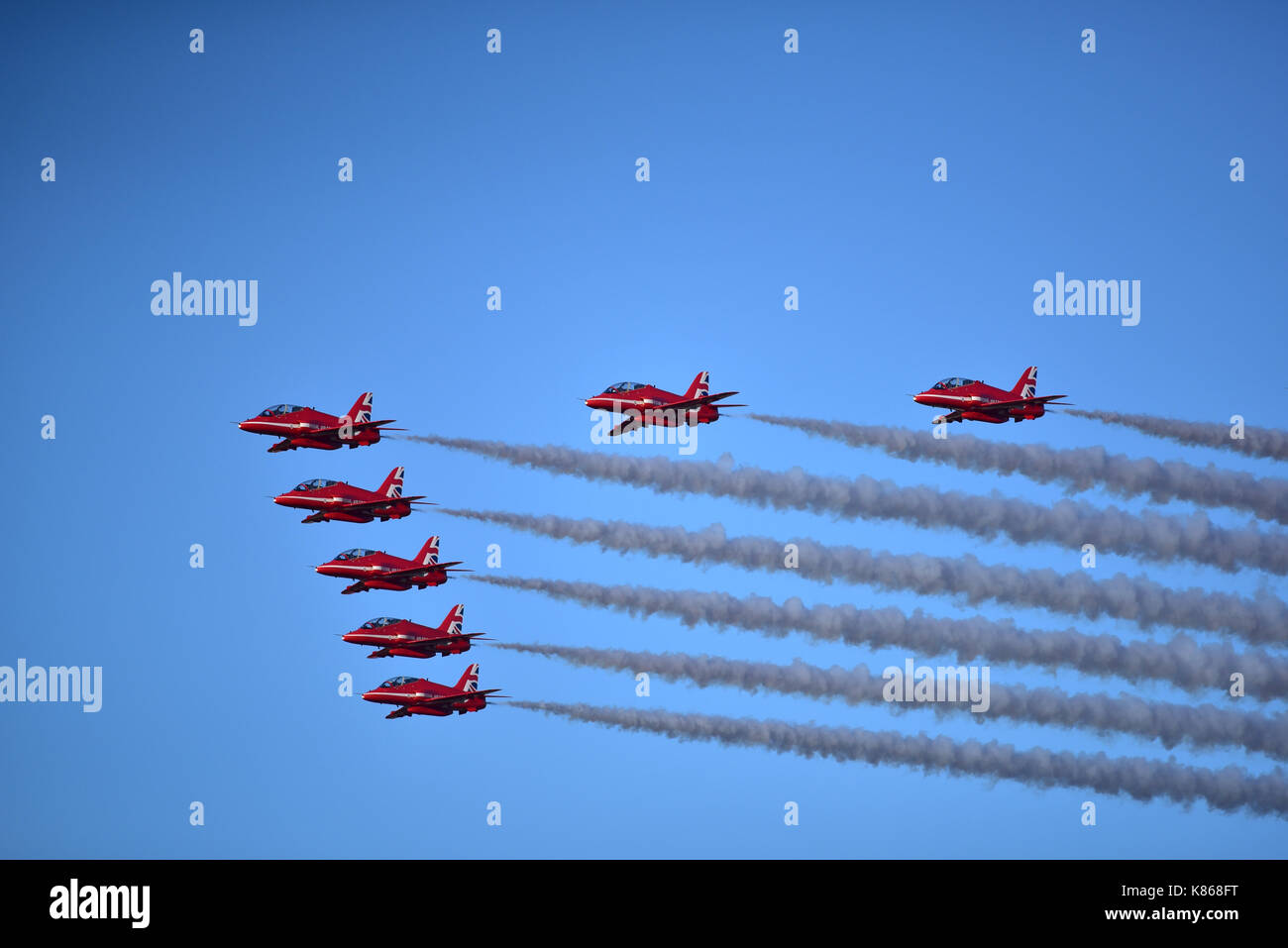Different formations of Red Arrows during their appearance in Athens ...