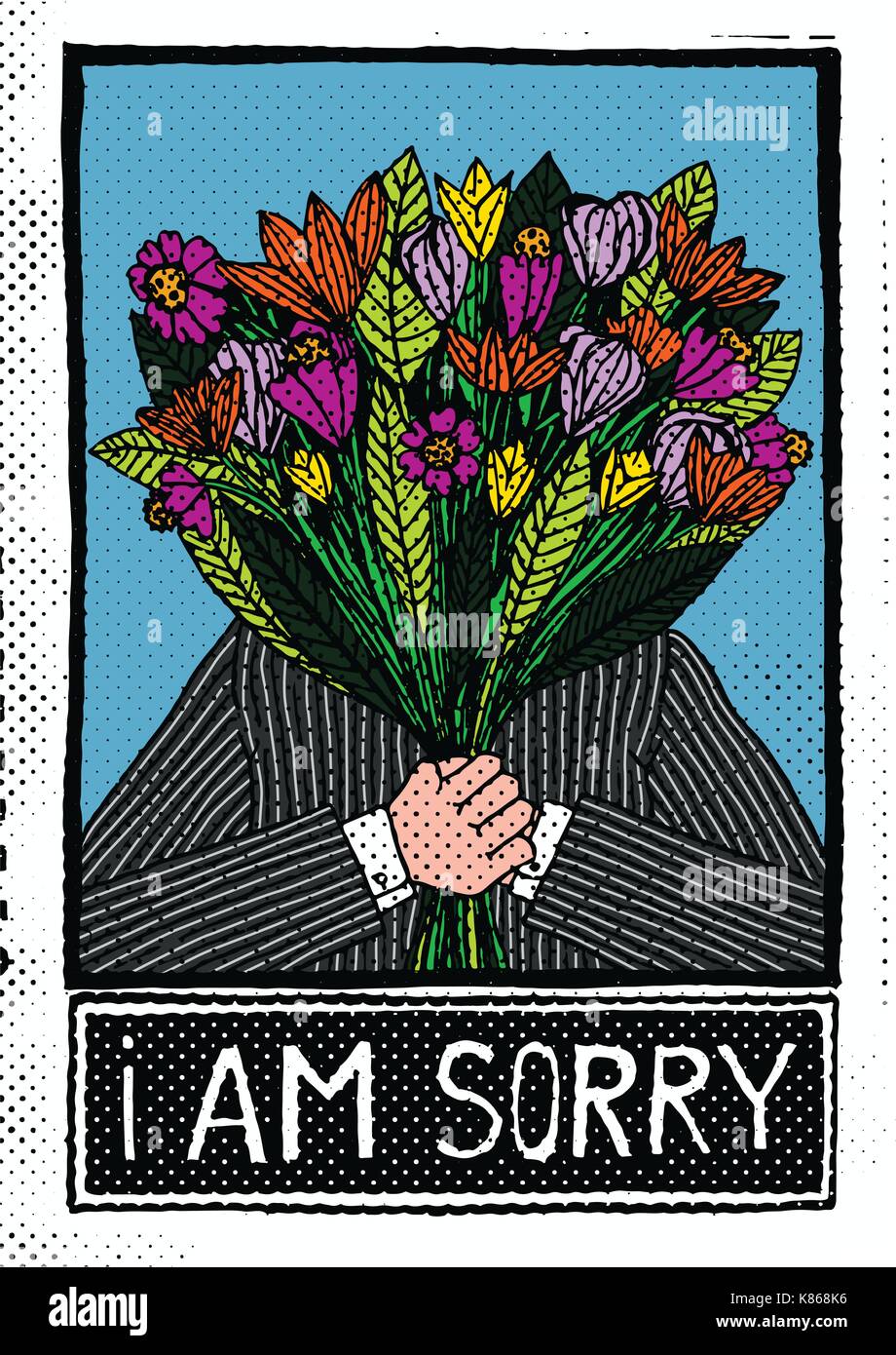 Romantic man bouquet flowers Stock Vector Images - Alamy